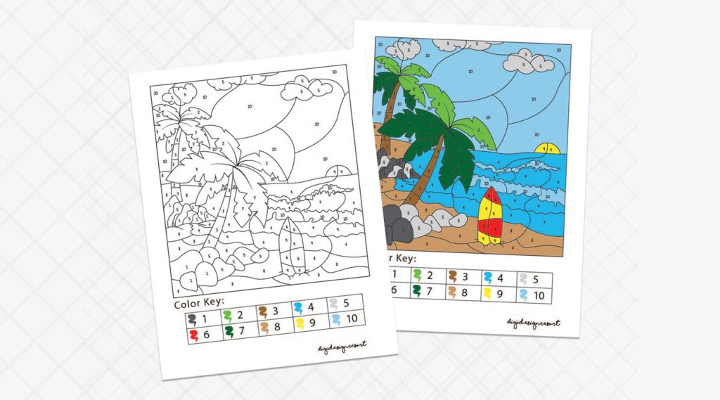 Free Color by Numbers Printable for Summer
