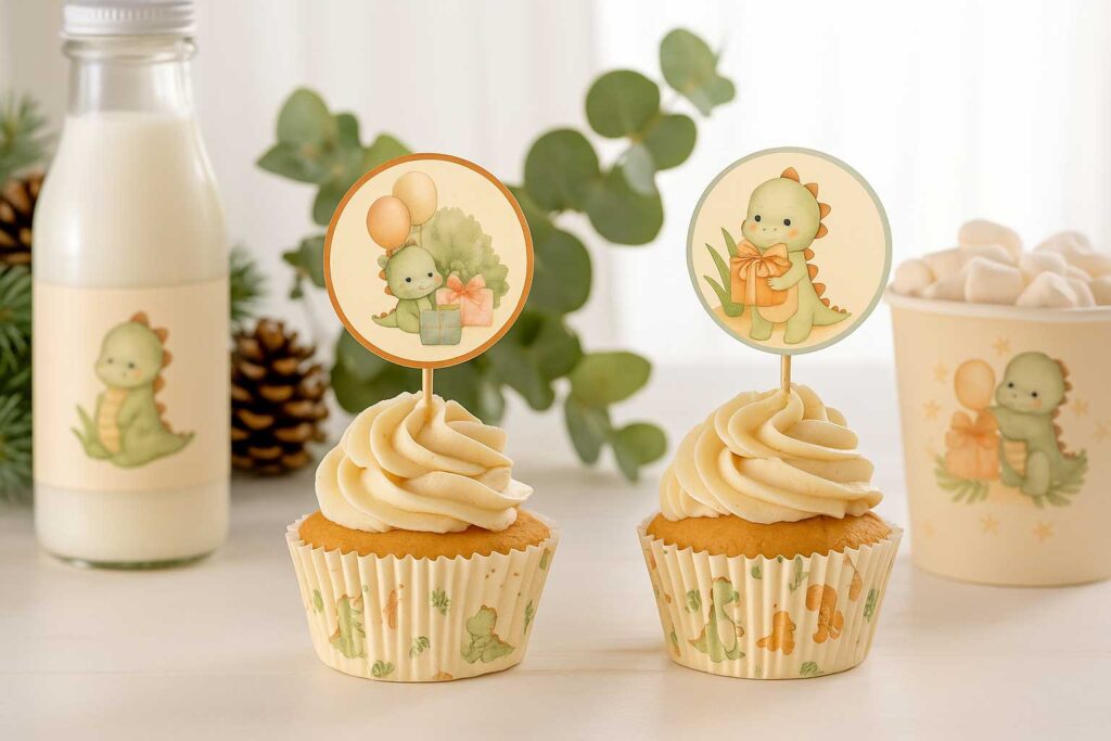 Free Dinosaur Cupcake Toppers – Dino’s Adventures Printable Set