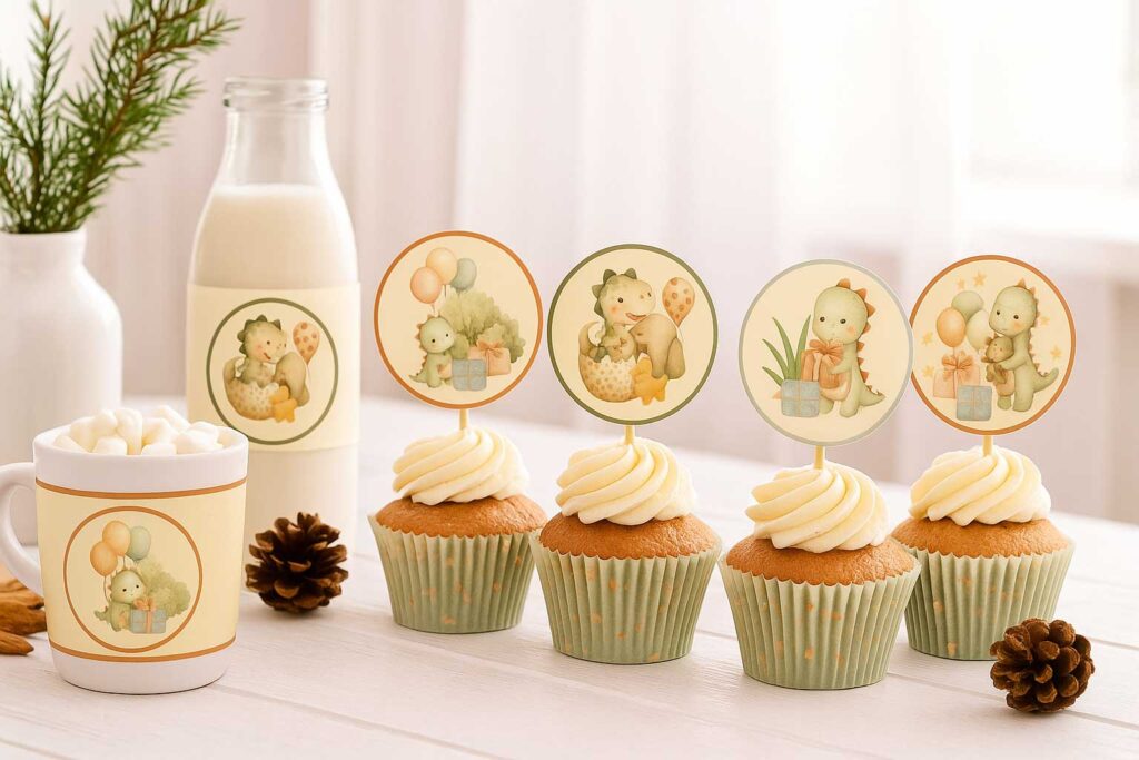 Free Dinosaur Cupcake Toppers – Dino’s Adventures Printable Set